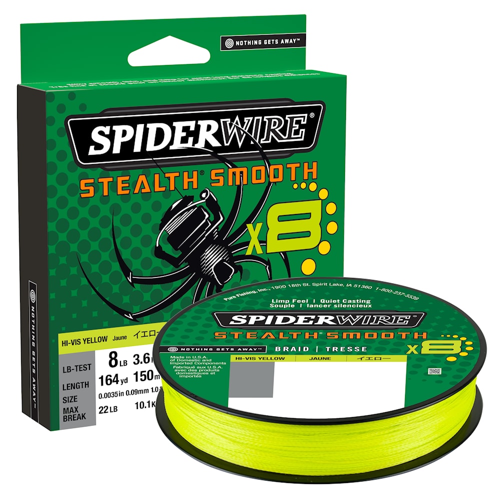 Spiderwire Smooth 8 -kuitusiima 150m, HI-VIS YELLOW - Eräkontio